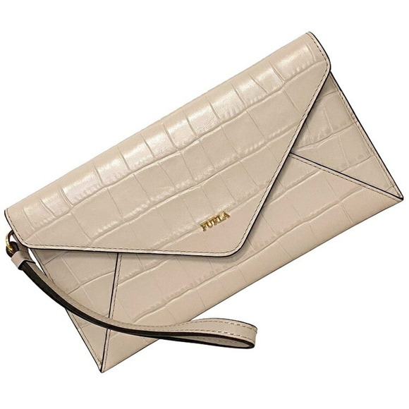 Furla | Bags | Furla Bifold Long Wallet Beige Pink Leather With Inner ...